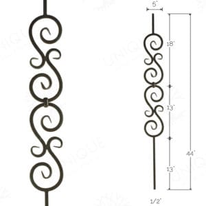 Double Scroll Baluster - Unique Wood Products