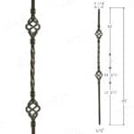 Knee Wall-14" Double Basket Baluster - Unique Wood Products
