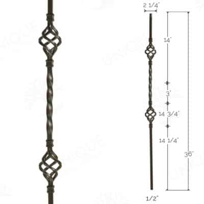 Knee Wall-14" Double Basket Baluster - Unique Wood Products