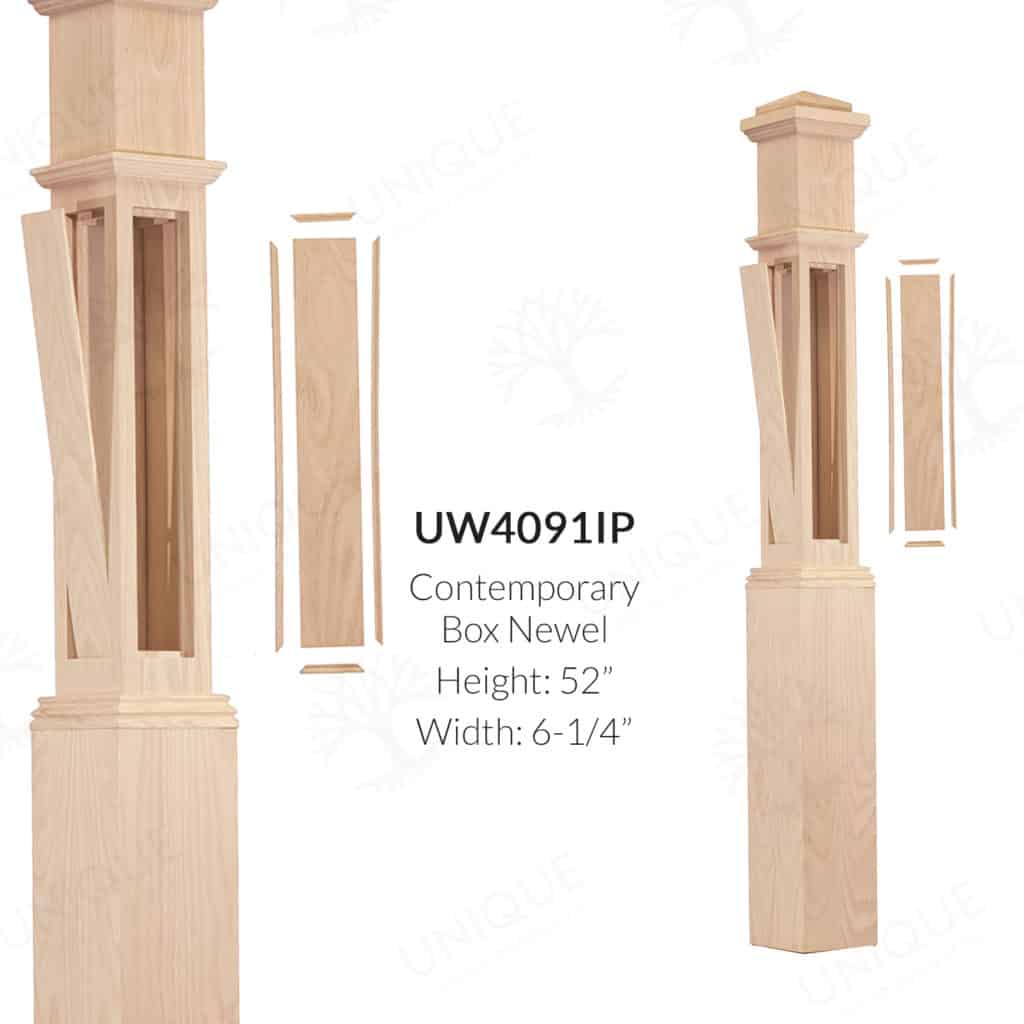Removable Cap Style Box Newel w/ Int. Change Panel - Unique Wood Products