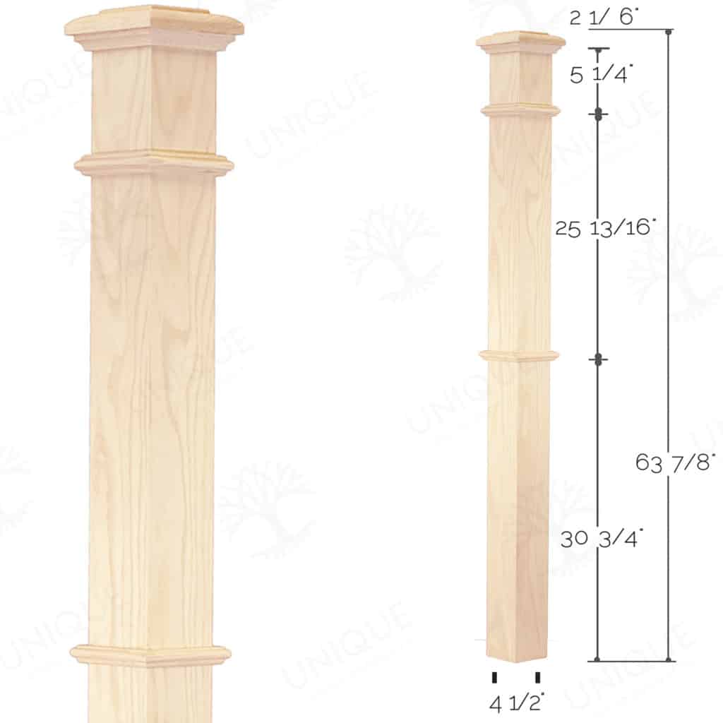 Fixed Cap Style Box Newel (Plain) - Unique Wood Products