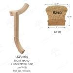 7265 Right Hand 2 Riser With Cap - Unique Wood Products
