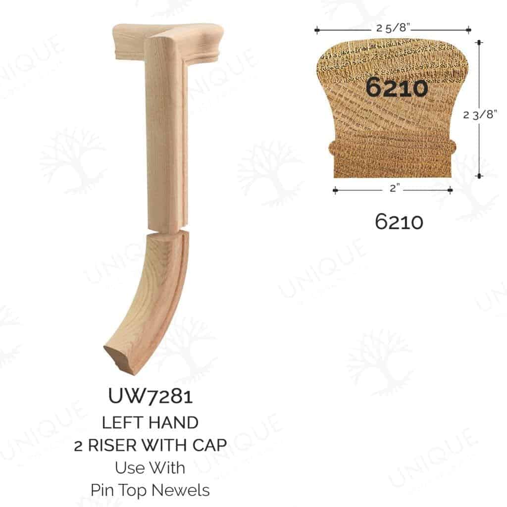 7281 Left Hand 2 Riser With Cap - Unique Wood Products