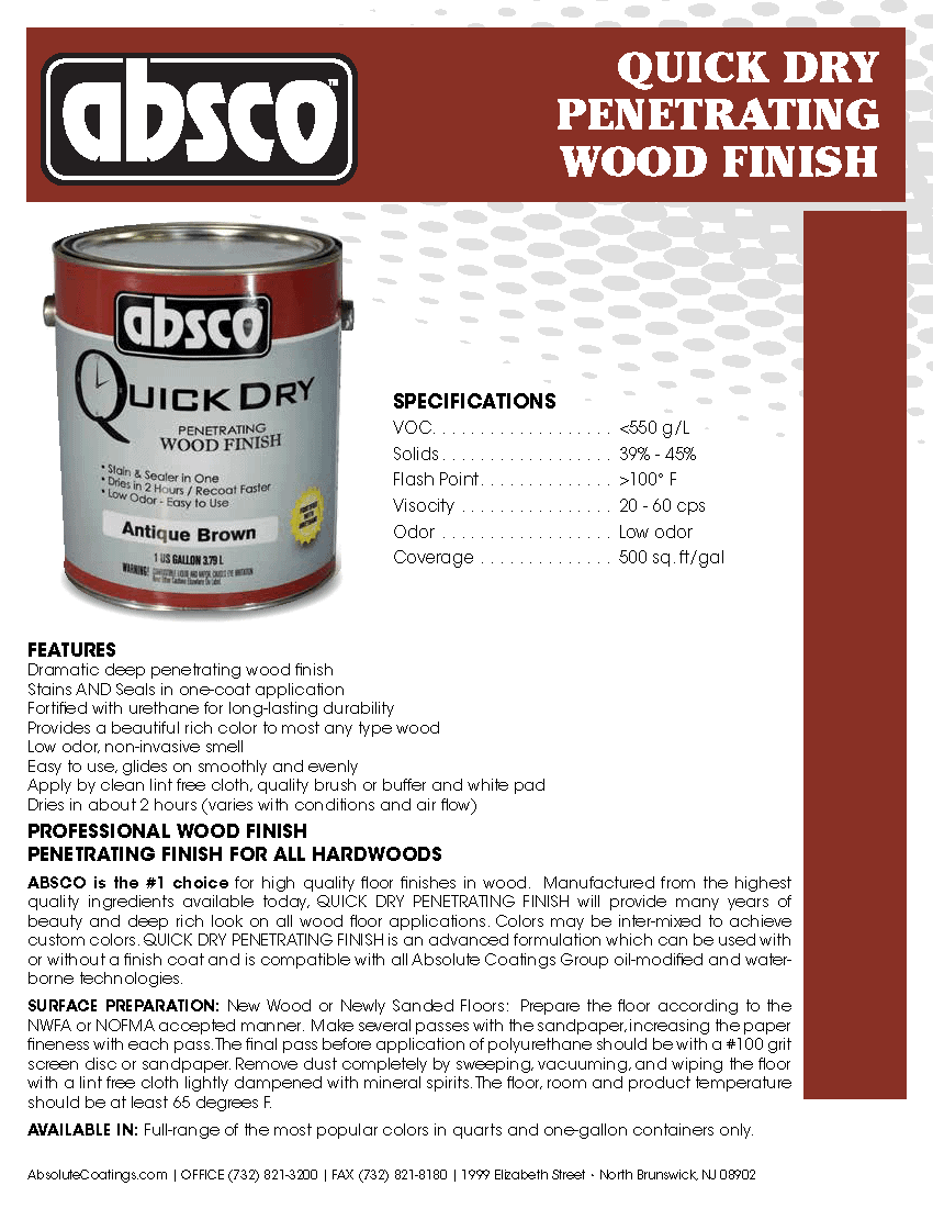 ABSCO GLOSS GRAND WOOD FLOOR FINISH - Unique Wood Products