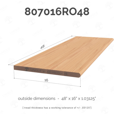 16" Wide Curved Wood Stair Treads Premium Bullnosed 8070 - Unique Wood ...